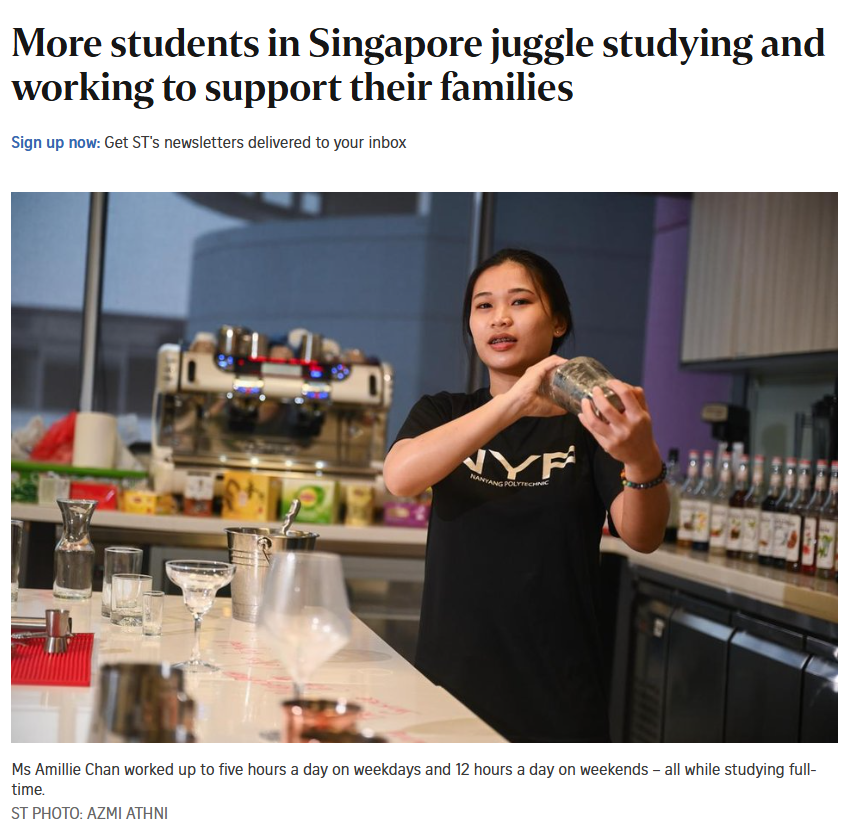 More students in Singapore juggle studying and working to support their families | SP