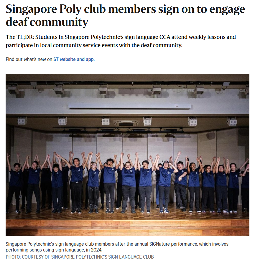 Singapore Poly club members sign on to engage deaf community | SP