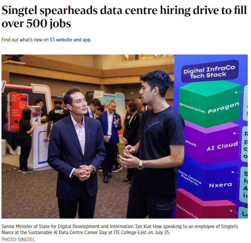 Singtel spearheads data centre hiring drive to fill over 500 jobs | SP